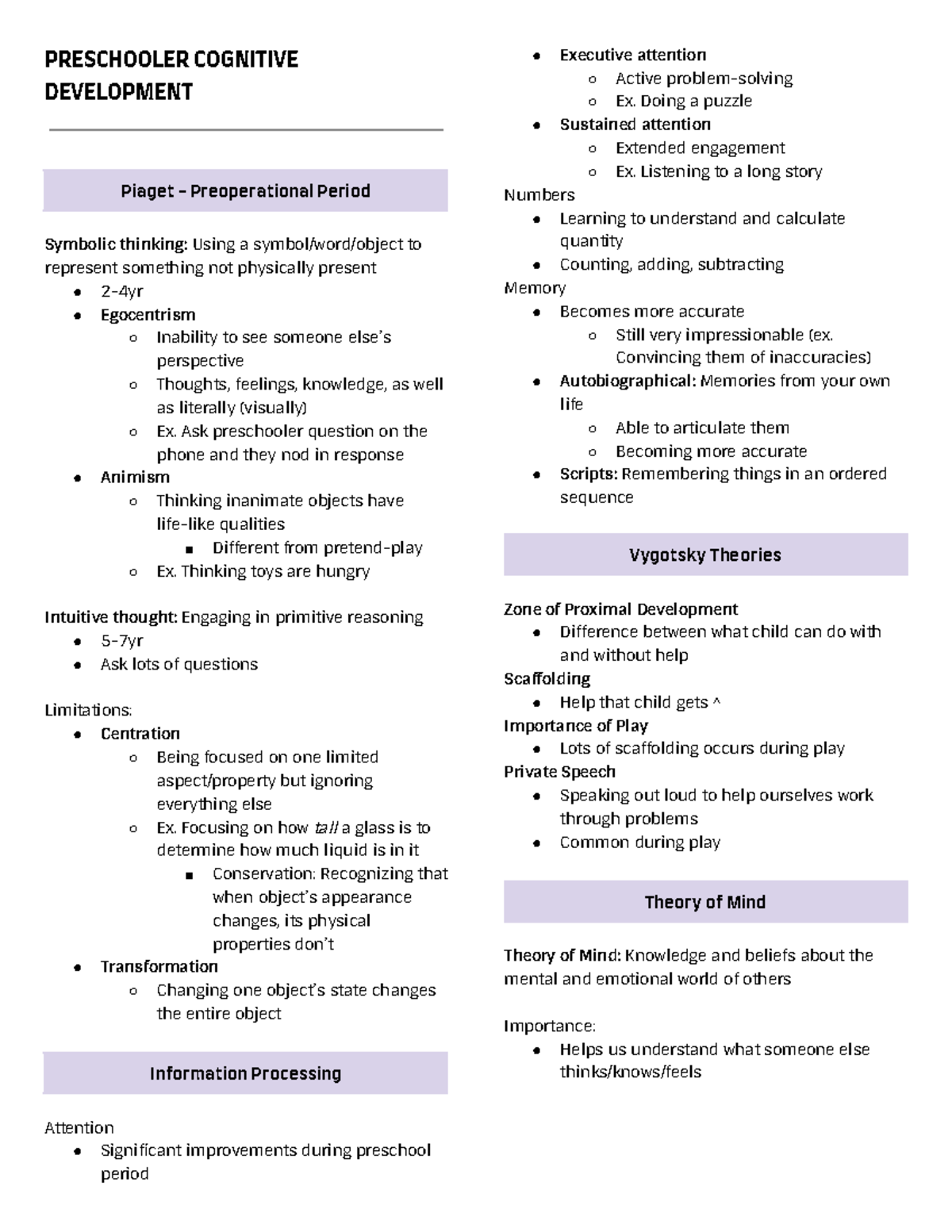 CLDP 3310 Notes 11 - Preschooler Cognitive Development - PRESCHOOLER ...