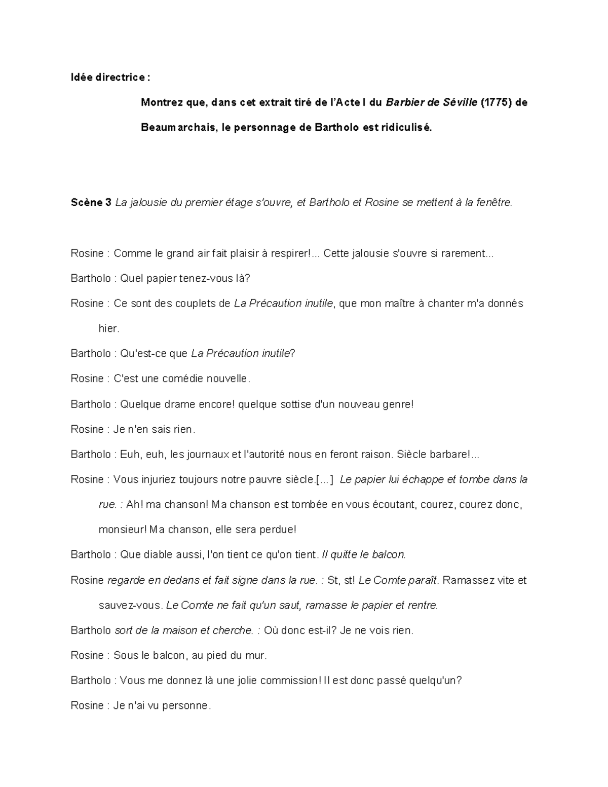 Analyse de la Scène 3 de "Le Barbier de Séville" (1775) - Bartholo et ...