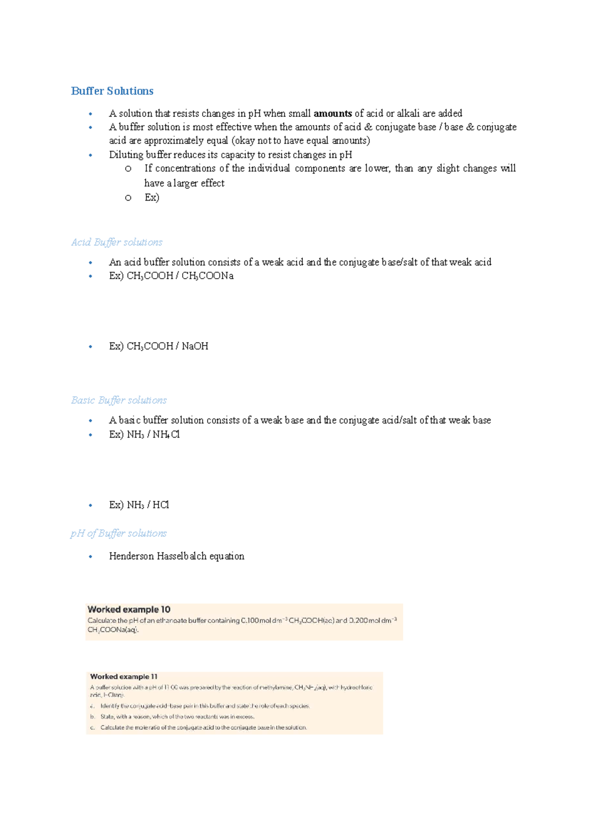 Buffer Solutions - Lecture Notes on pH Resistance and Types - Studocu
