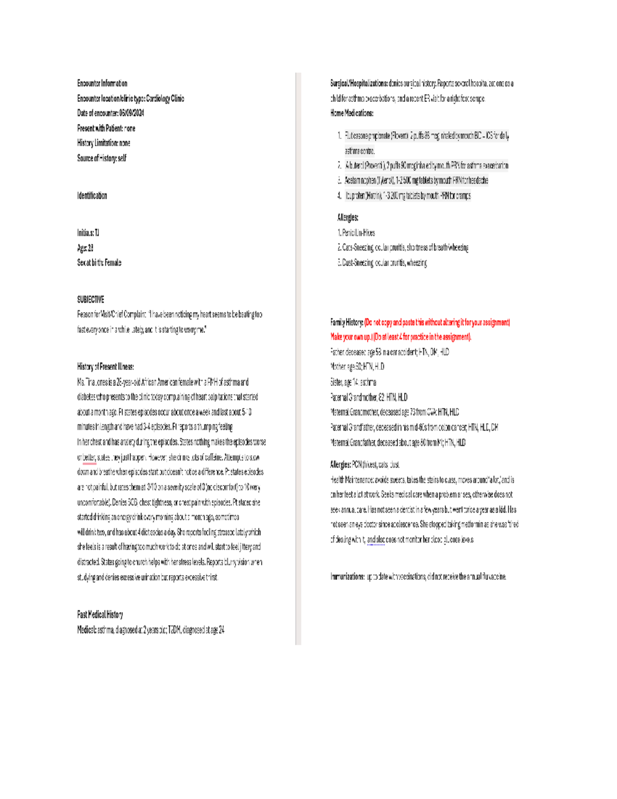 SOAP Note Format for Cardiology Clinic Encounter Analysis - Studocu