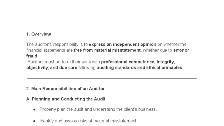 Chapter 3: The Auditor's Responsibility in Financial Statements - Studocu