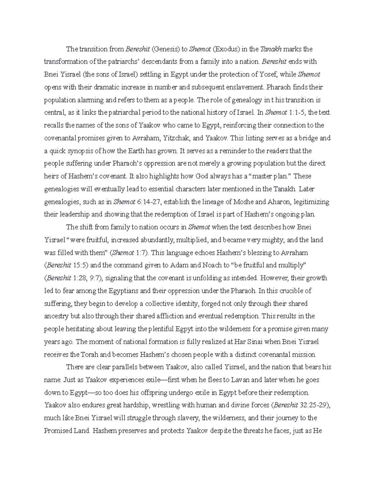 Genealogy and National Formation in Tanakh: From Bereshit to Shemot ...
