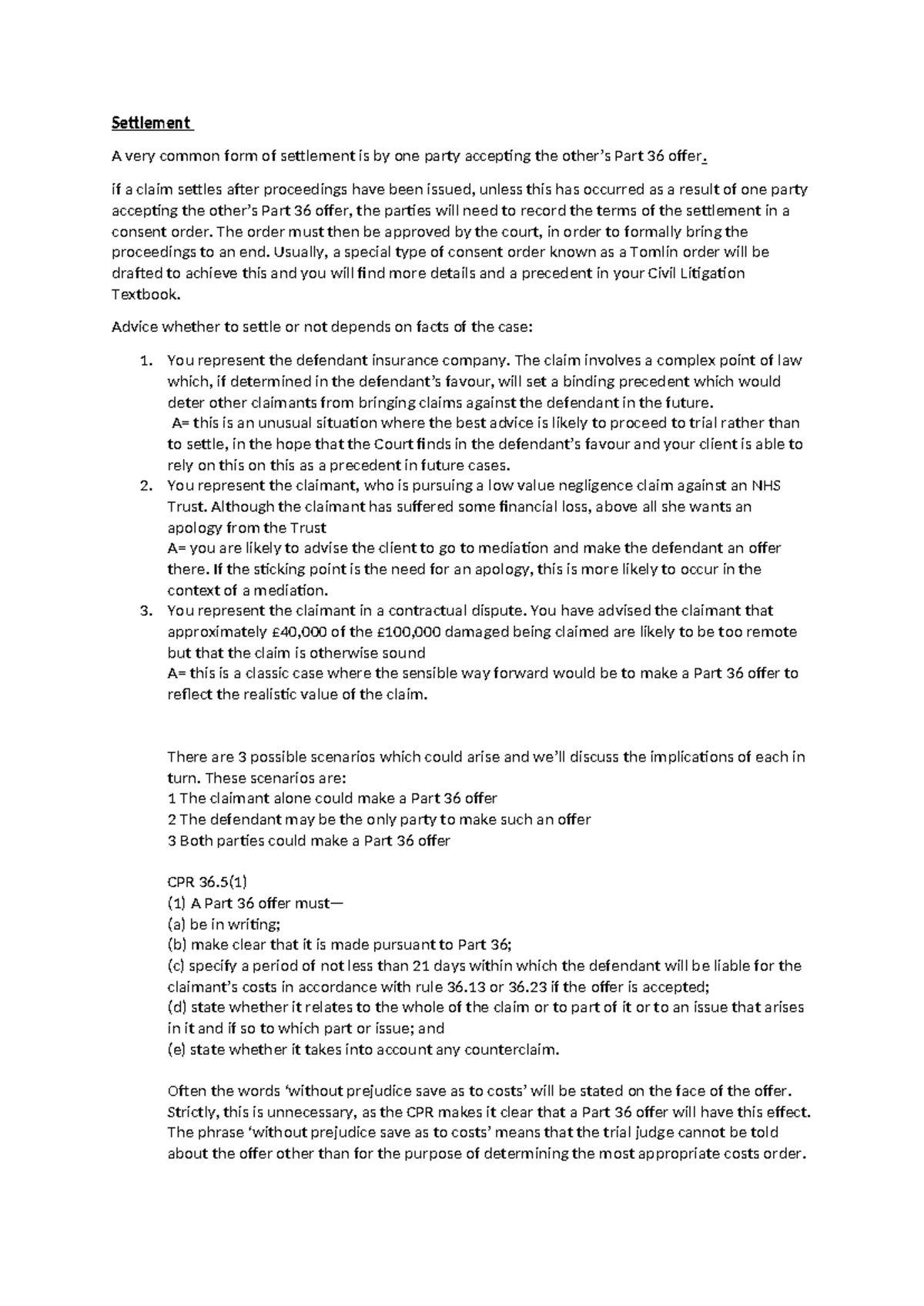 Part 36 Offers: Understanding Settlement Procedures and Implications ...