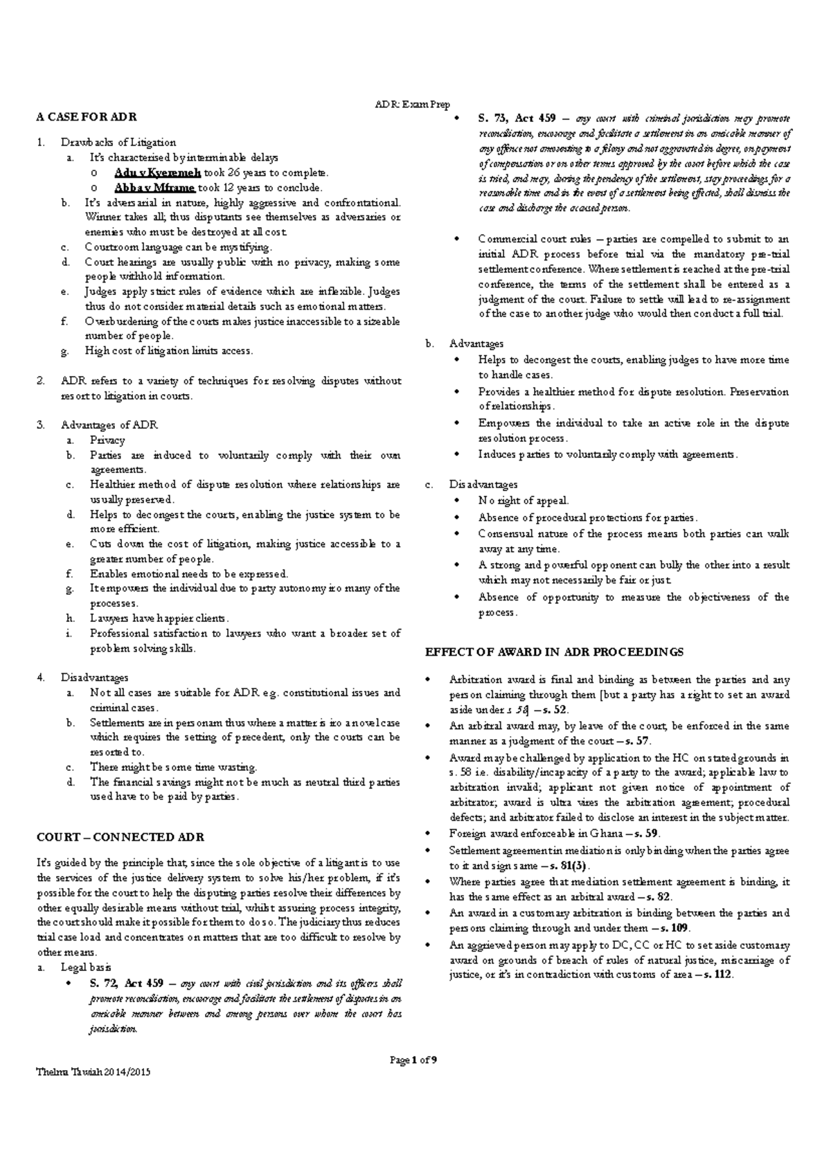 ADR 101: Exam Prep Notes on Alternative Dispute Resolution Techniques ...