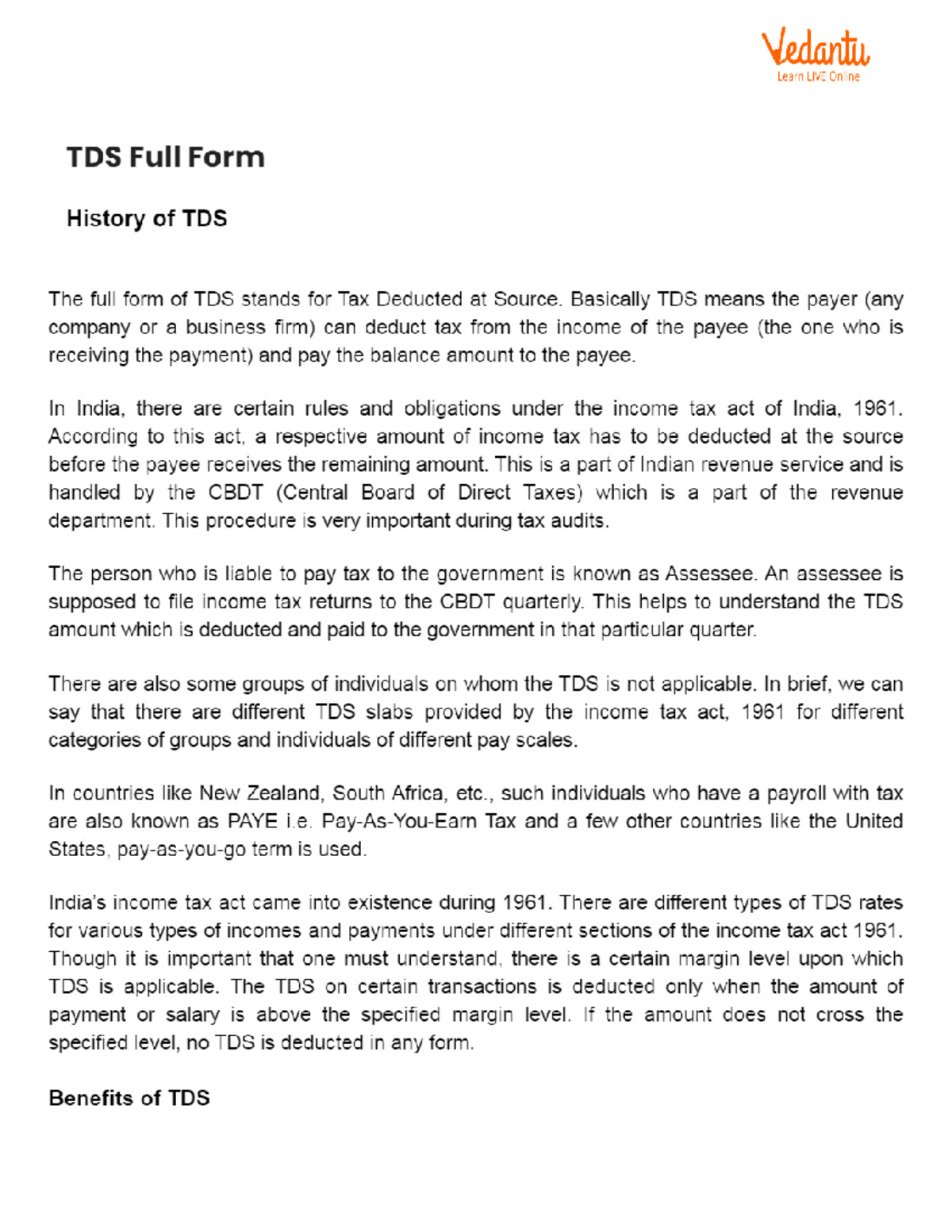 TDS Full Form & Importance in Taxation - Overview & Benefits Analysis ...