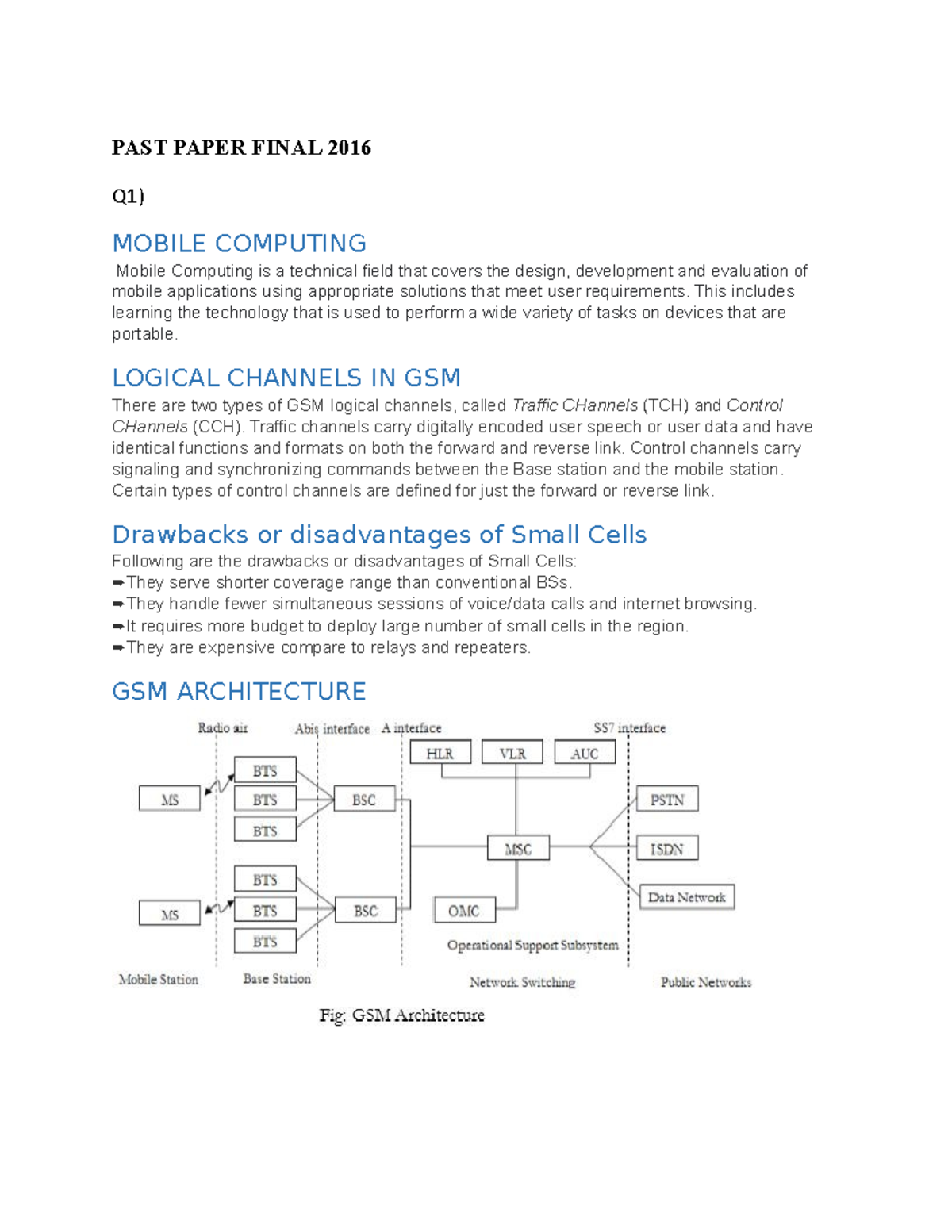 Mobile Computing Past Papers Solved - PAST PAPER FINAL 2016 Q1) MOBILE COMPUTING Mobile ...