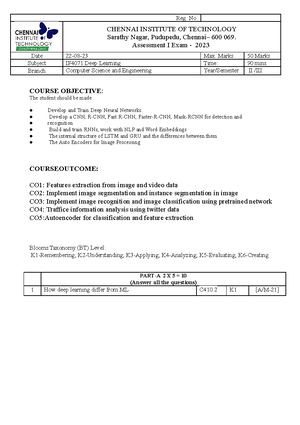 deep learning - AD3501 - Studocu