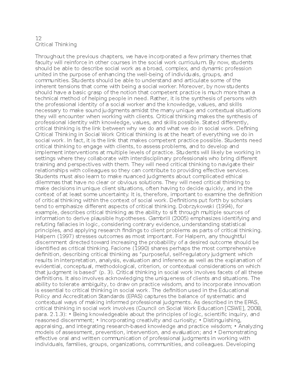 Critical Thinking & EBP in Social Work: A Comprehensive Overview - Studocu
