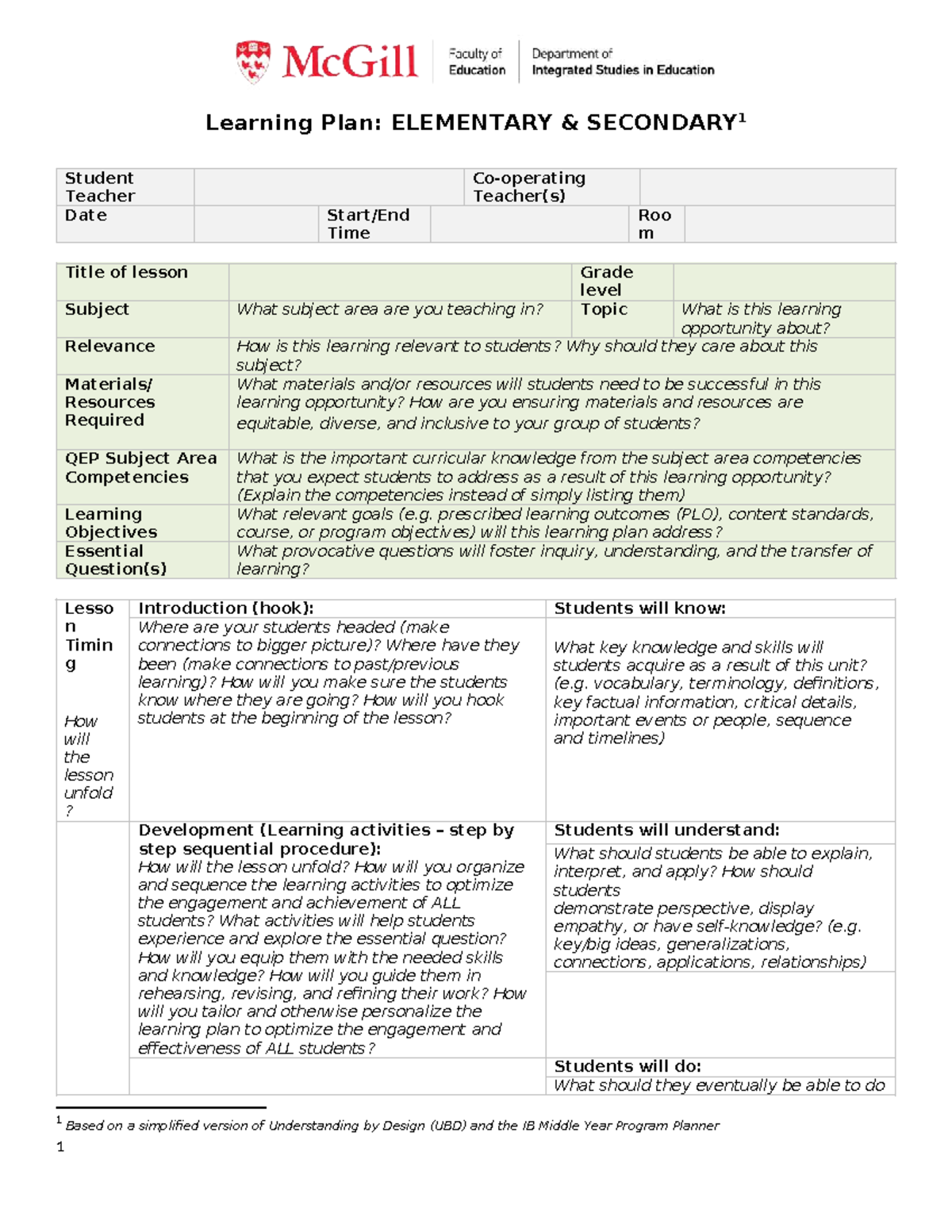 SPS 15 Learning Plan: Elementary Secondary Teacher Guide 2025 - Studocu
