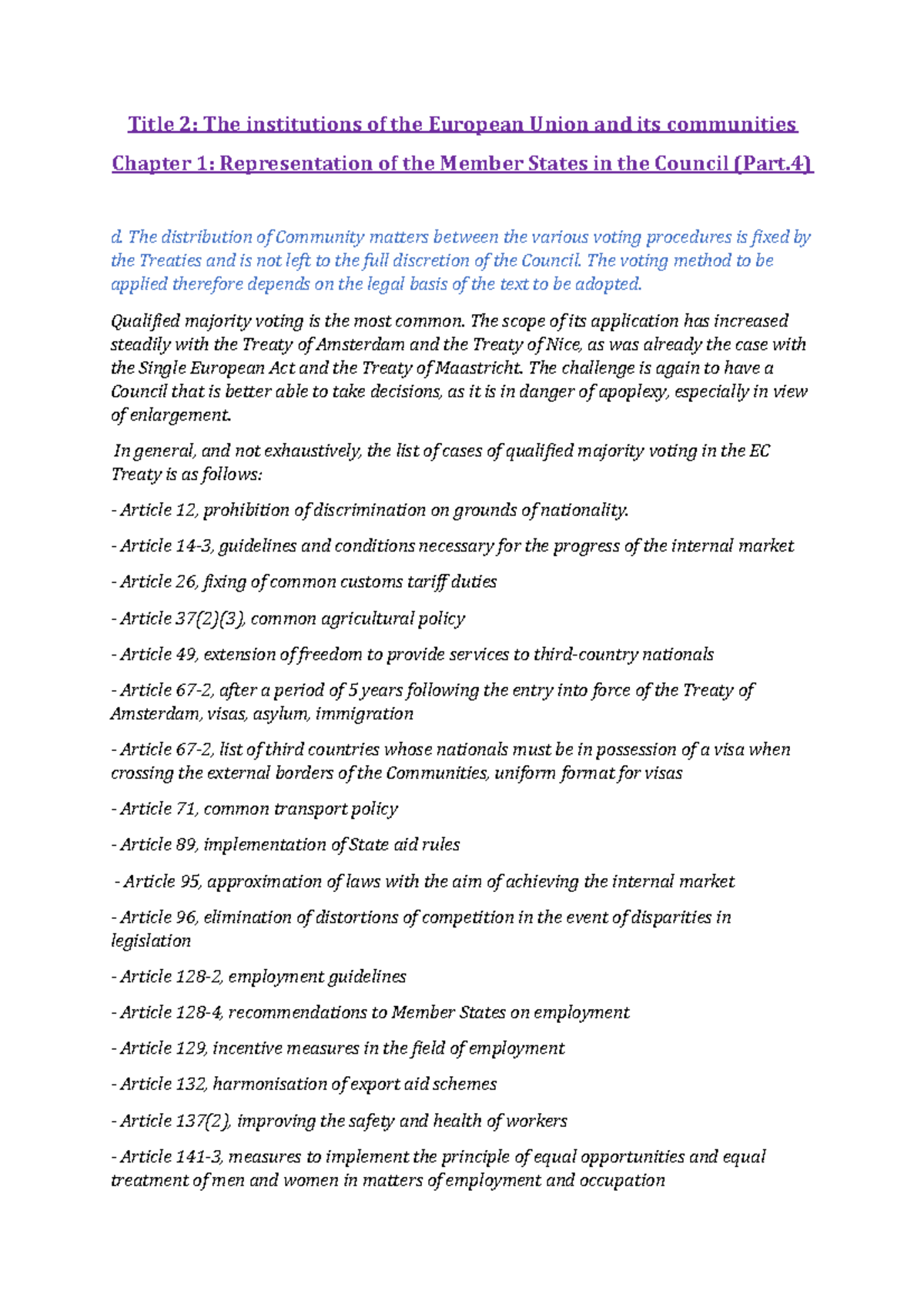 Law of European Union 12 - Title 2: The institutions of the European ...