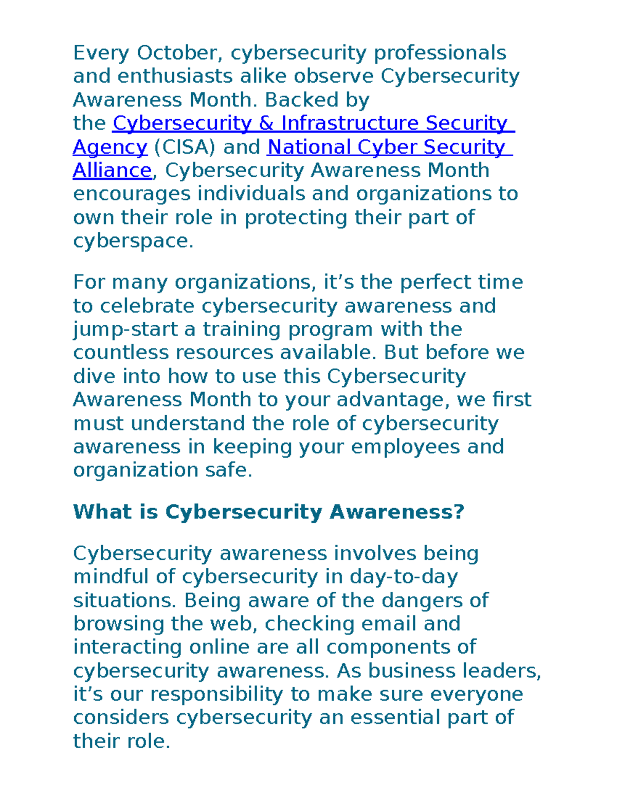 Cybersecurity Awareness Month: Strategies for Effective Training - Studocu
