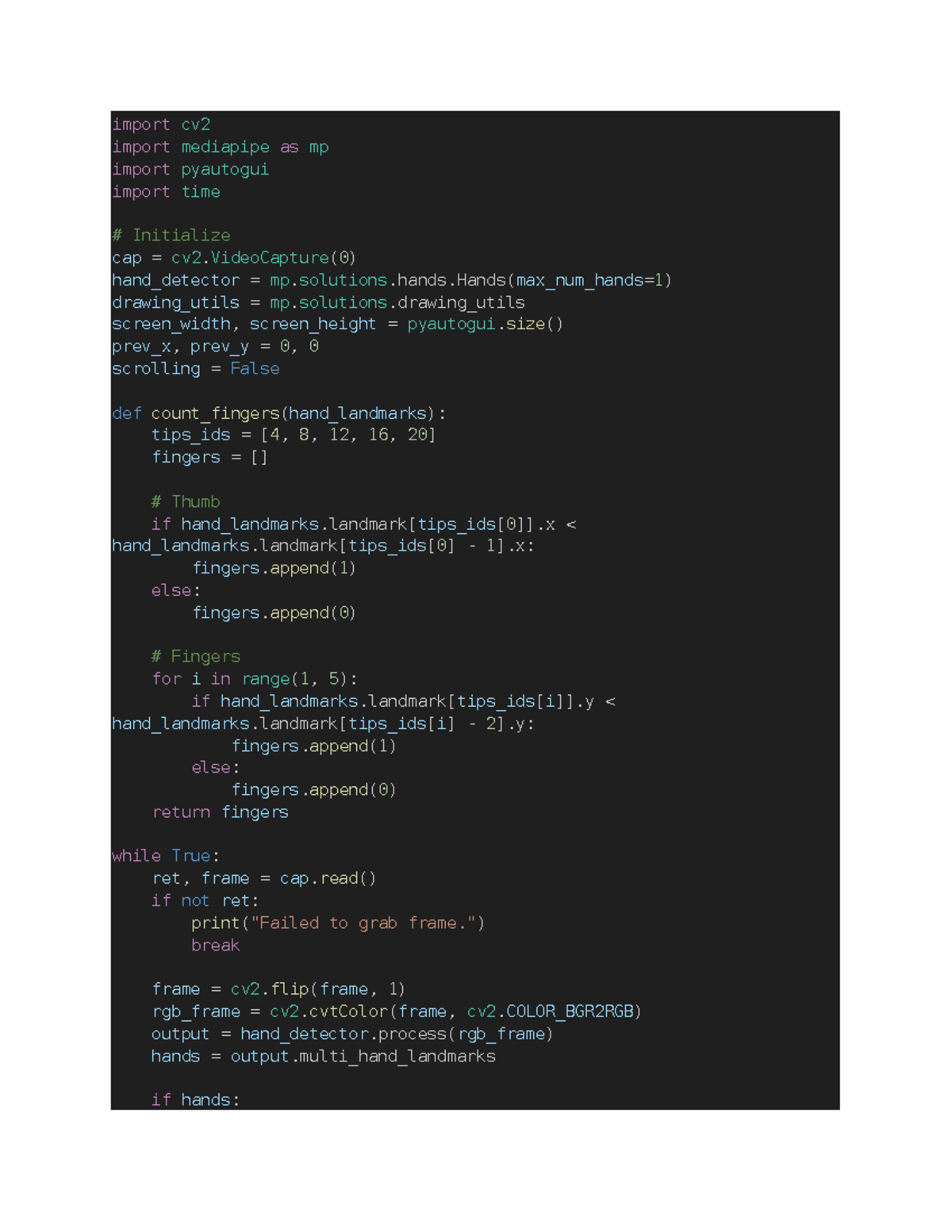 AI working code for hand gesture control using cv2 and mediapipe - Studocu
