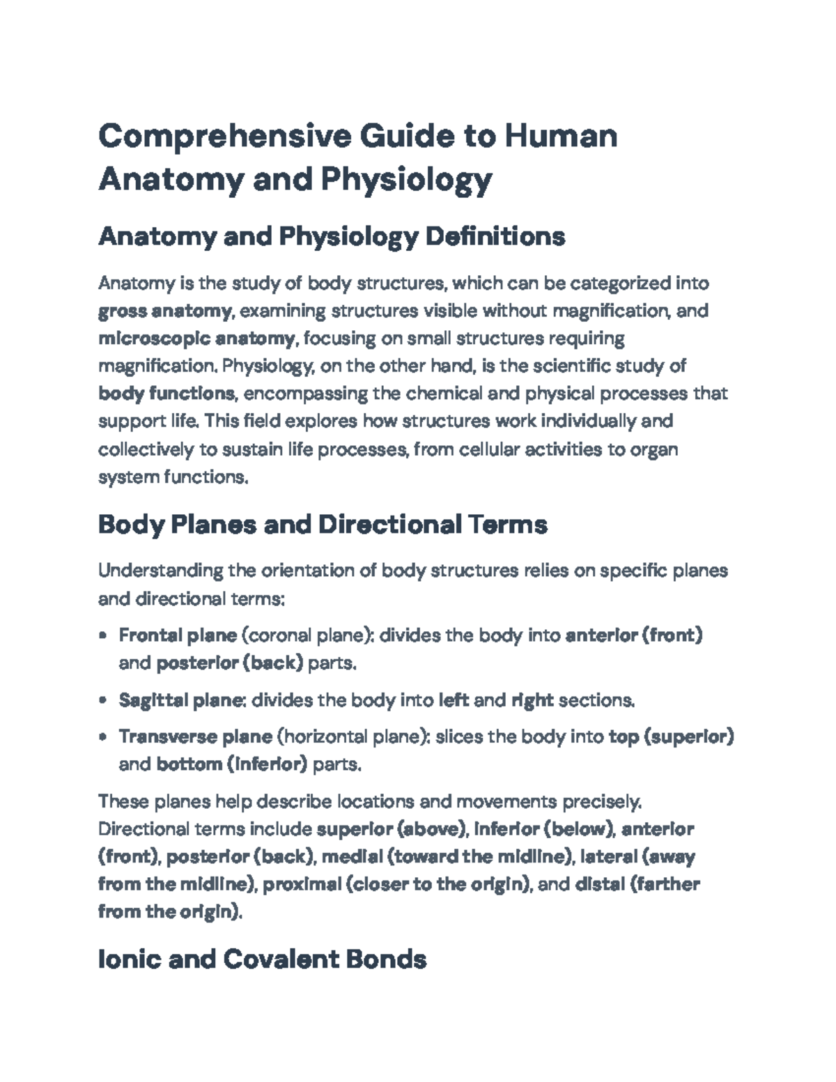 Comprehensive Overview of Human Anatomy and Physiology - Comprehensive ...