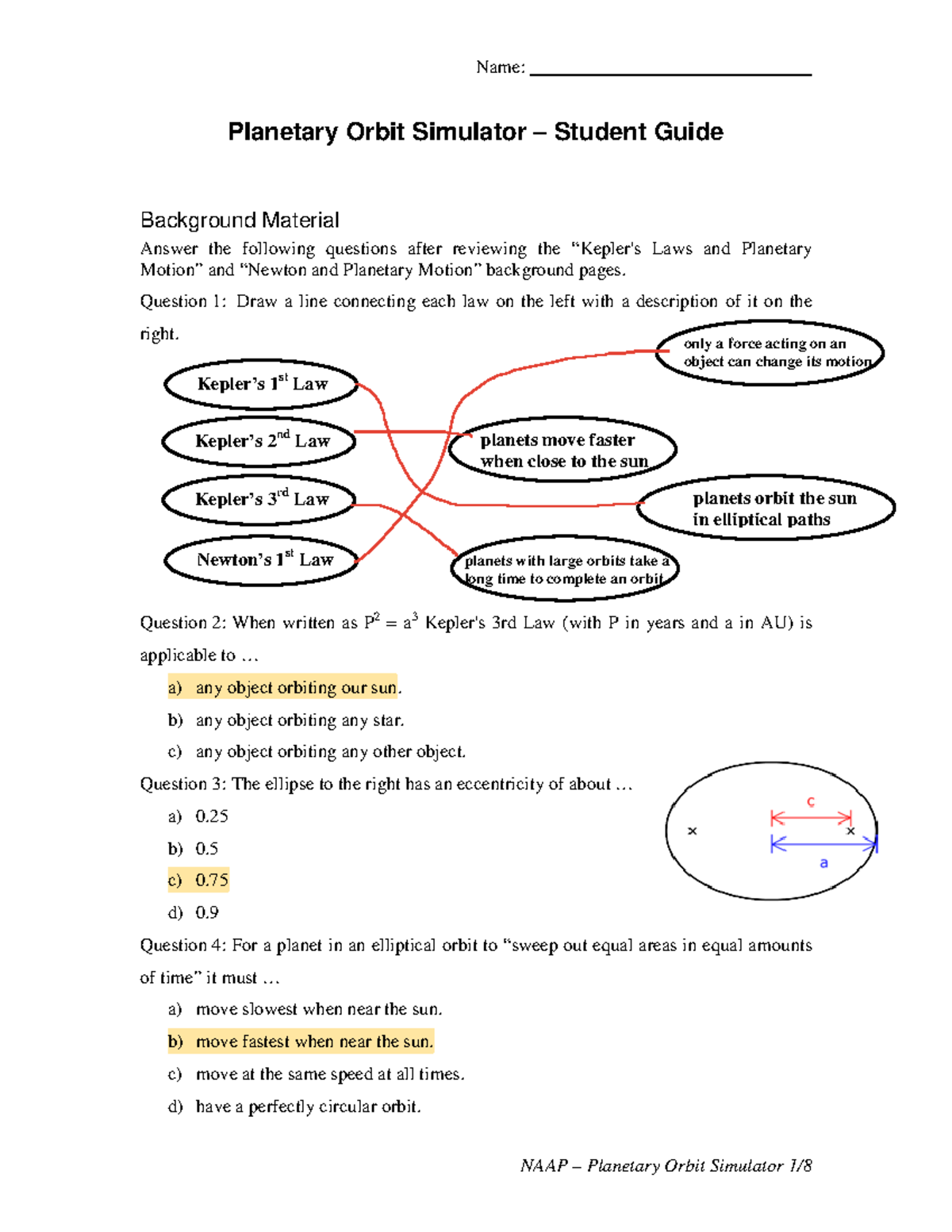 Lab 4: Planet Orbits - NAAP Simulator Guide and Questions - Studocu