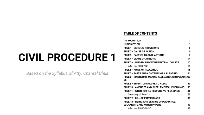 CIVPRO 1: Comprehensive Reviewer for Civil Procedure Concepts - Studocu