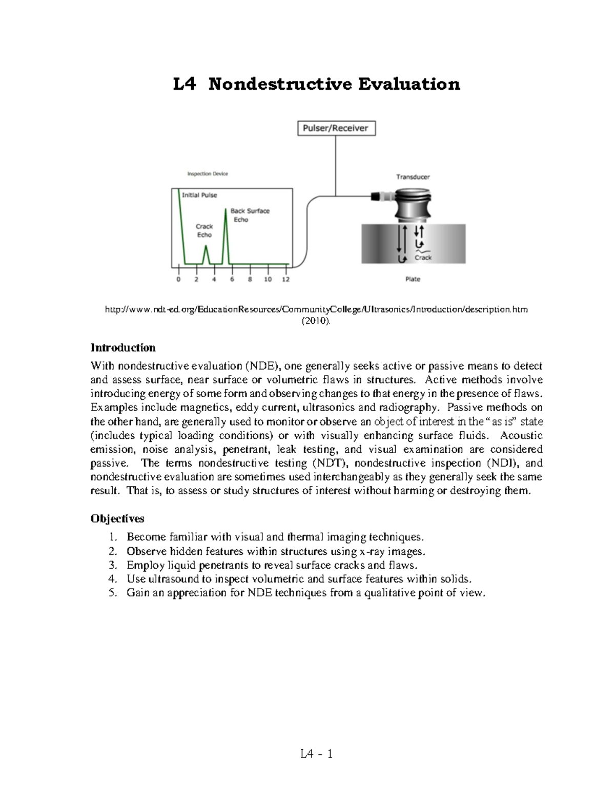 L4 NDE Techniques Report: Visual, Thermal, Radiographic & Ultrasonic ...