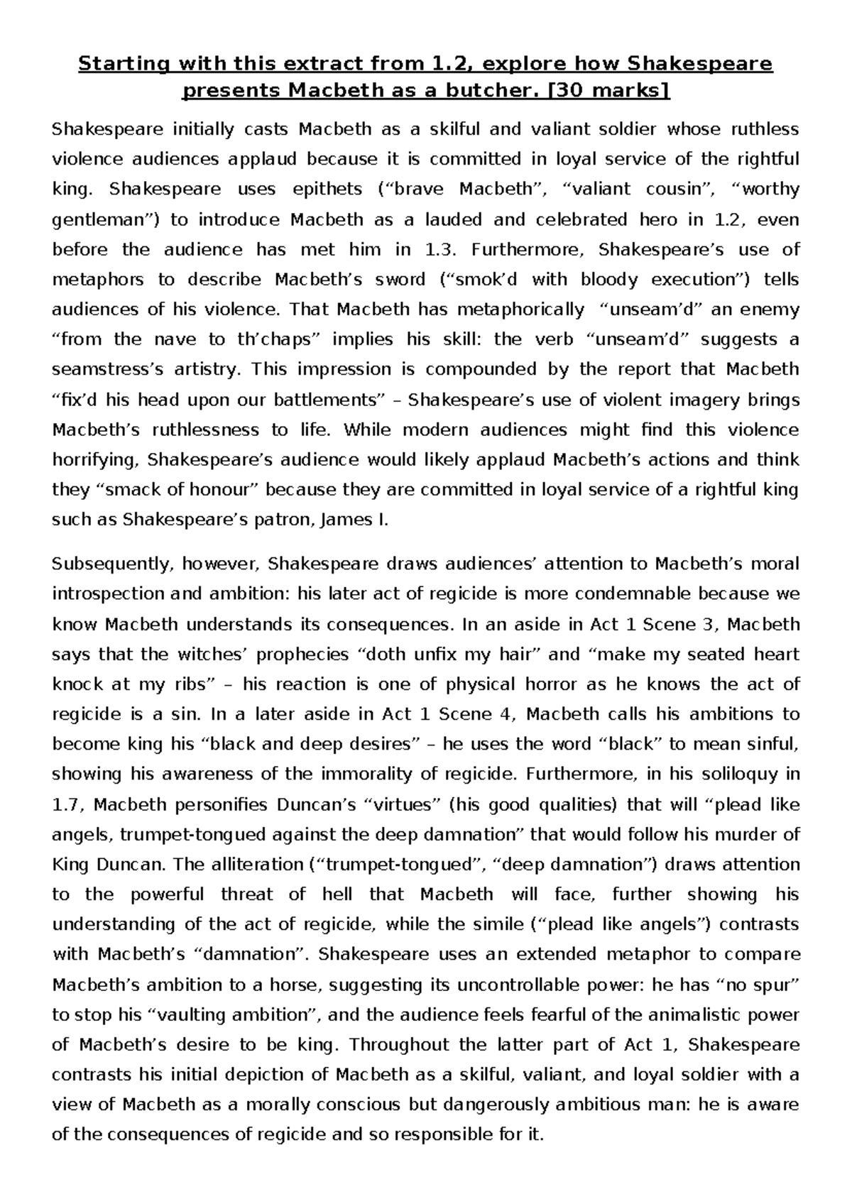 Analysis of Macbeth and Lady Macbeth's Character Arcs in 1-5 - Studocu