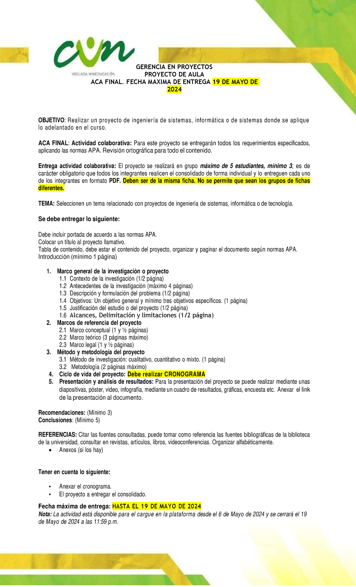 ACA Final Gerencia DE Proyectos Abril DE 2024 - GERENCIA EN PROYECTOS ...