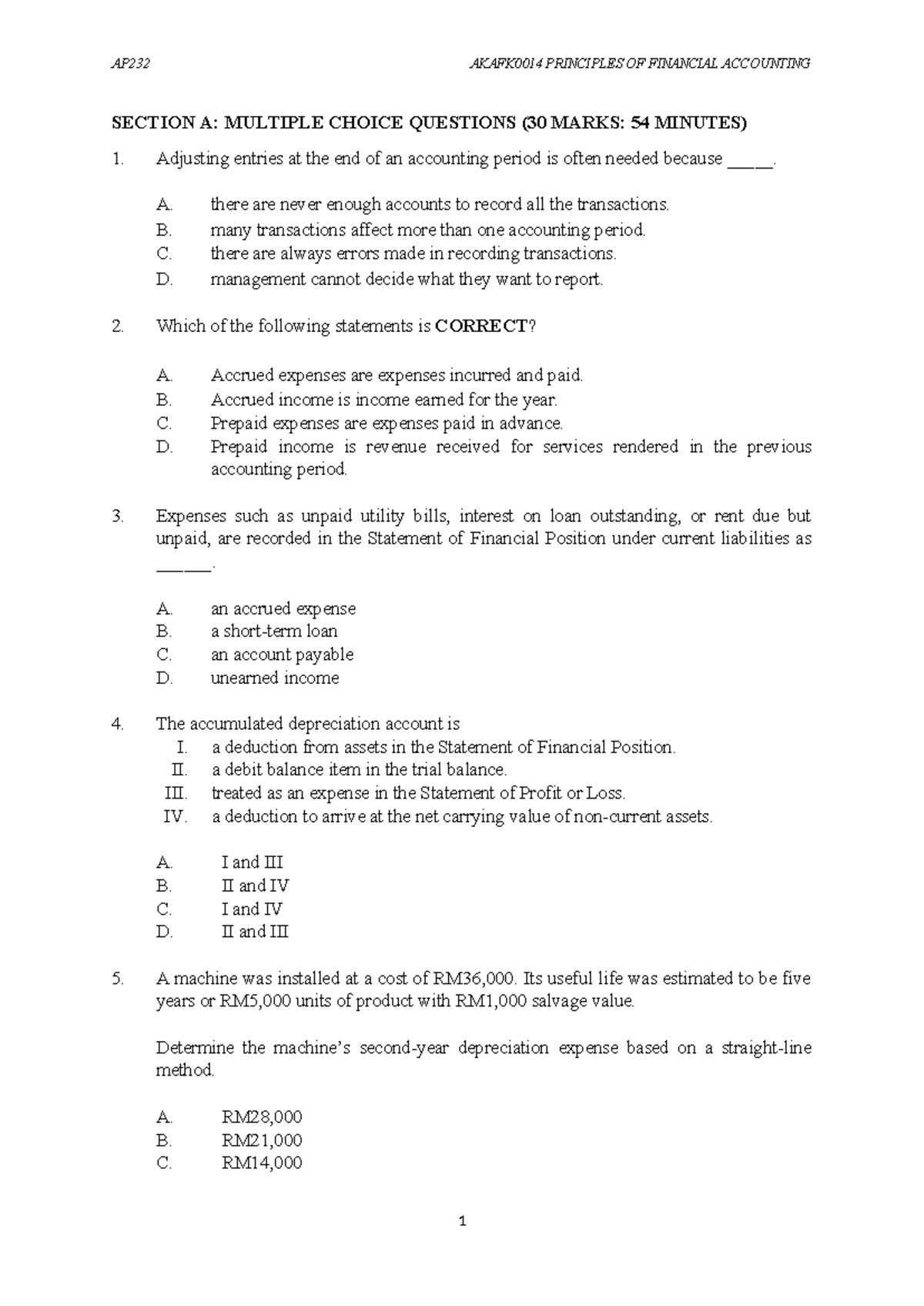 AP232 Final Exam Questions - Past Year Paper Review - Studocu