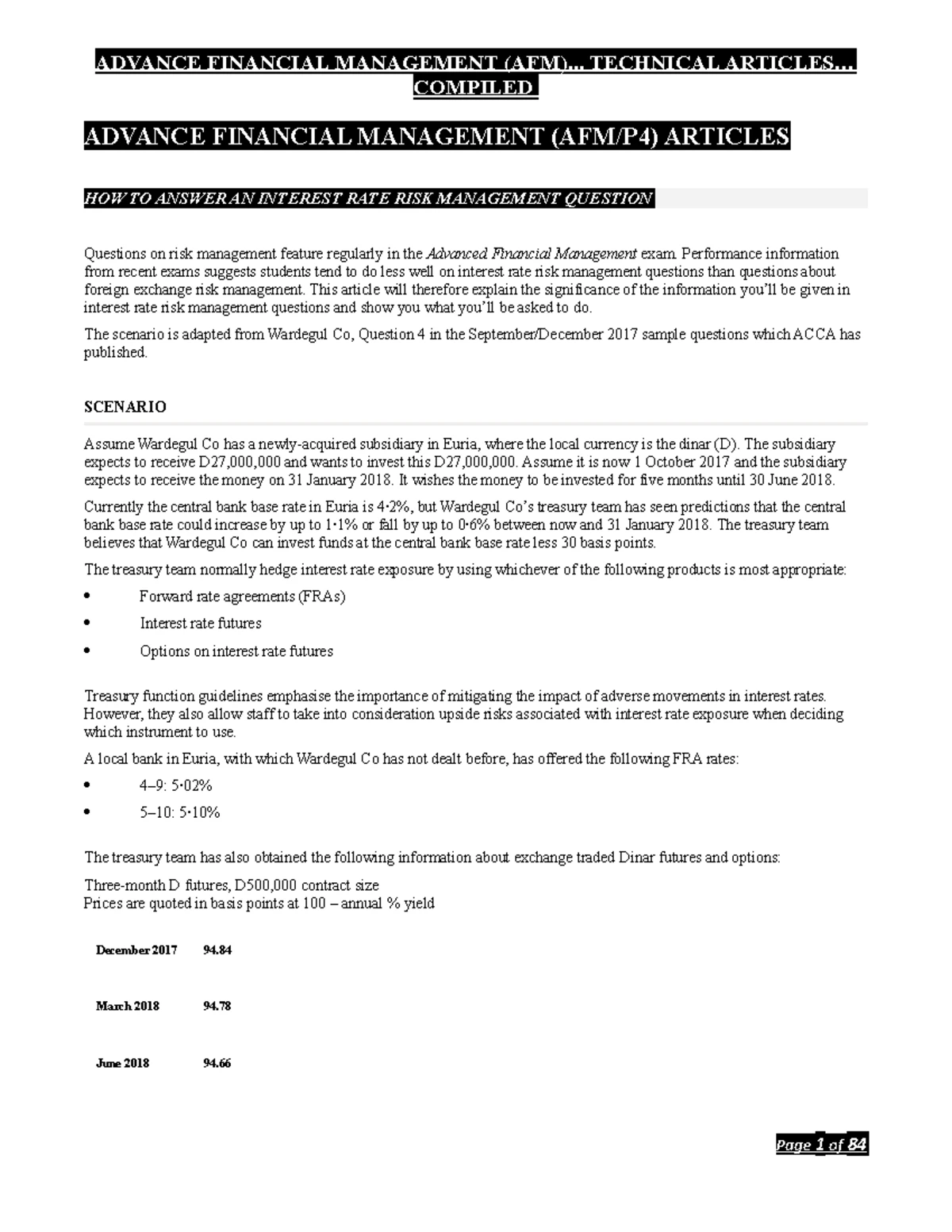 Advanced Financial Management (AFM) - Technical Articles - This article ...