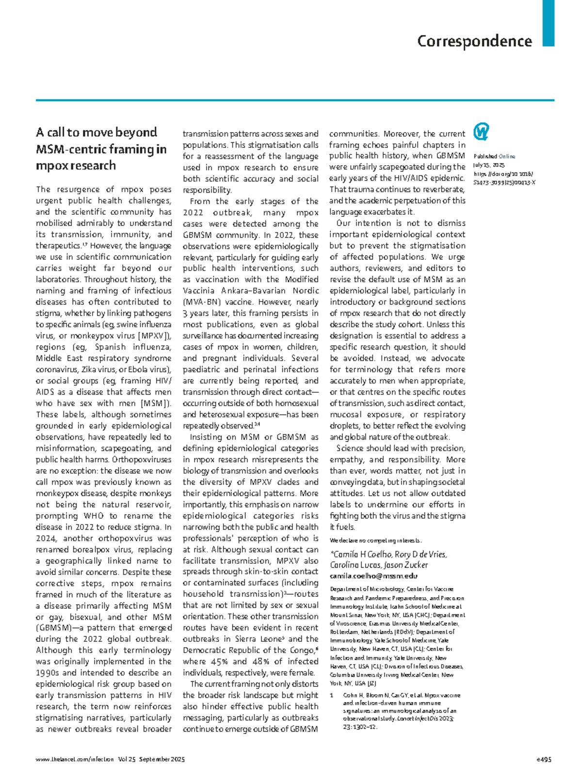 A Call to Move Beyond MSM-Centric Framing in Mpox Research - Studocu