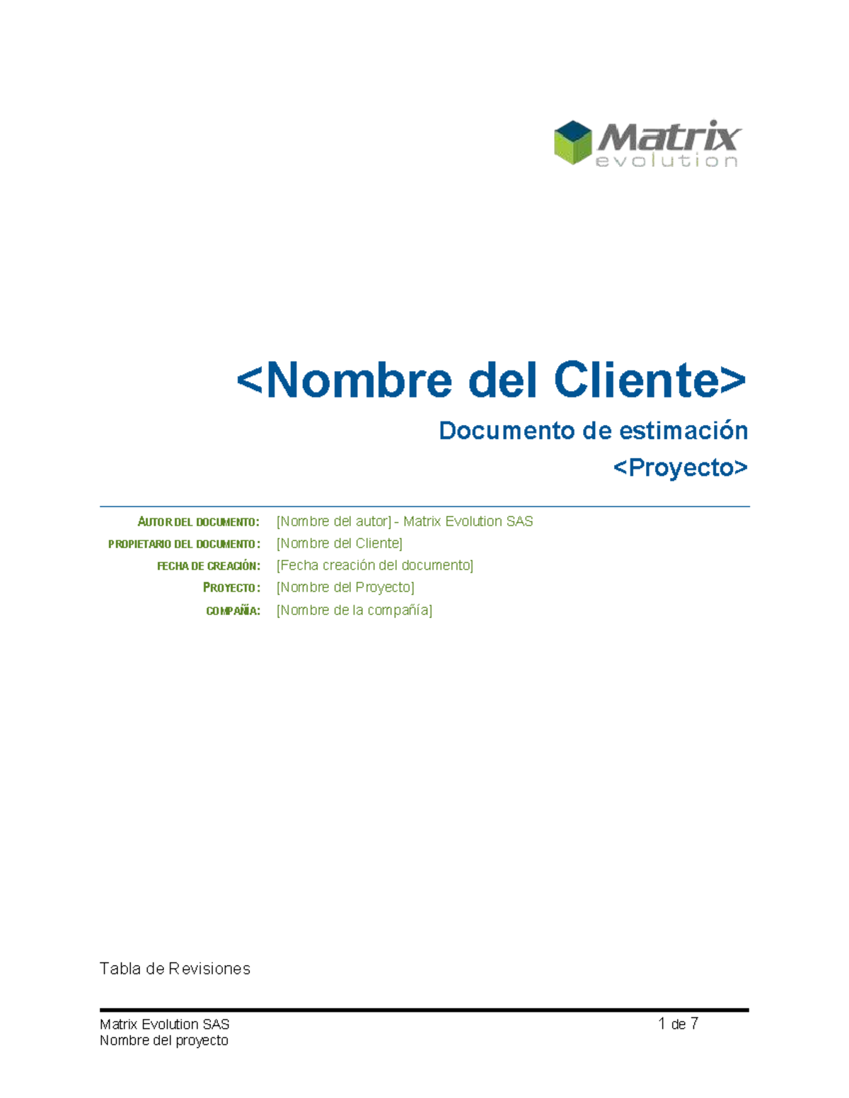 Estimación de Alcance y Tiempos del Proyecto - Matrix Evolution SAS ...