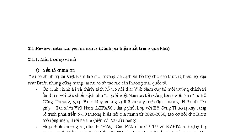2.1 Đánh Giá Hiệu Suất Thị Trường Giày Dép Việt Nam (MKT 2023) - Studocu