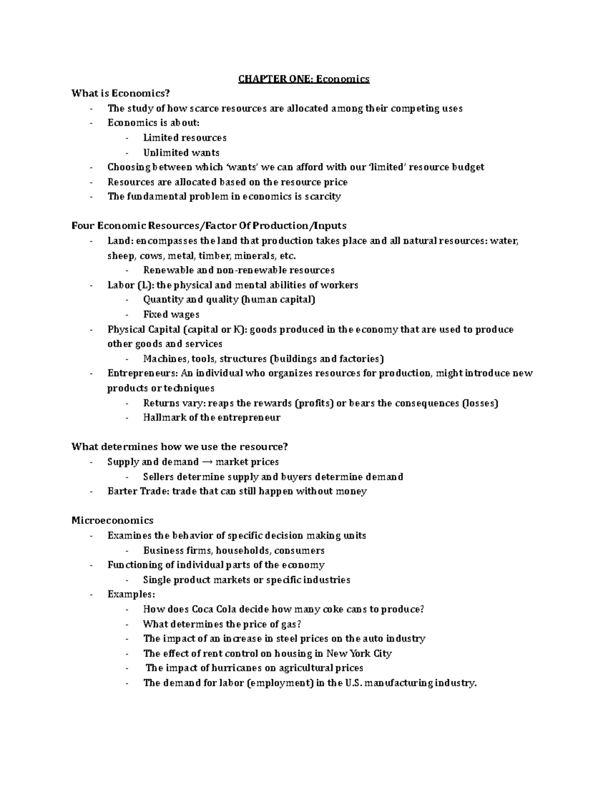 Chapter 1 Economics - Professor Chandini lecturer notes with poll ...