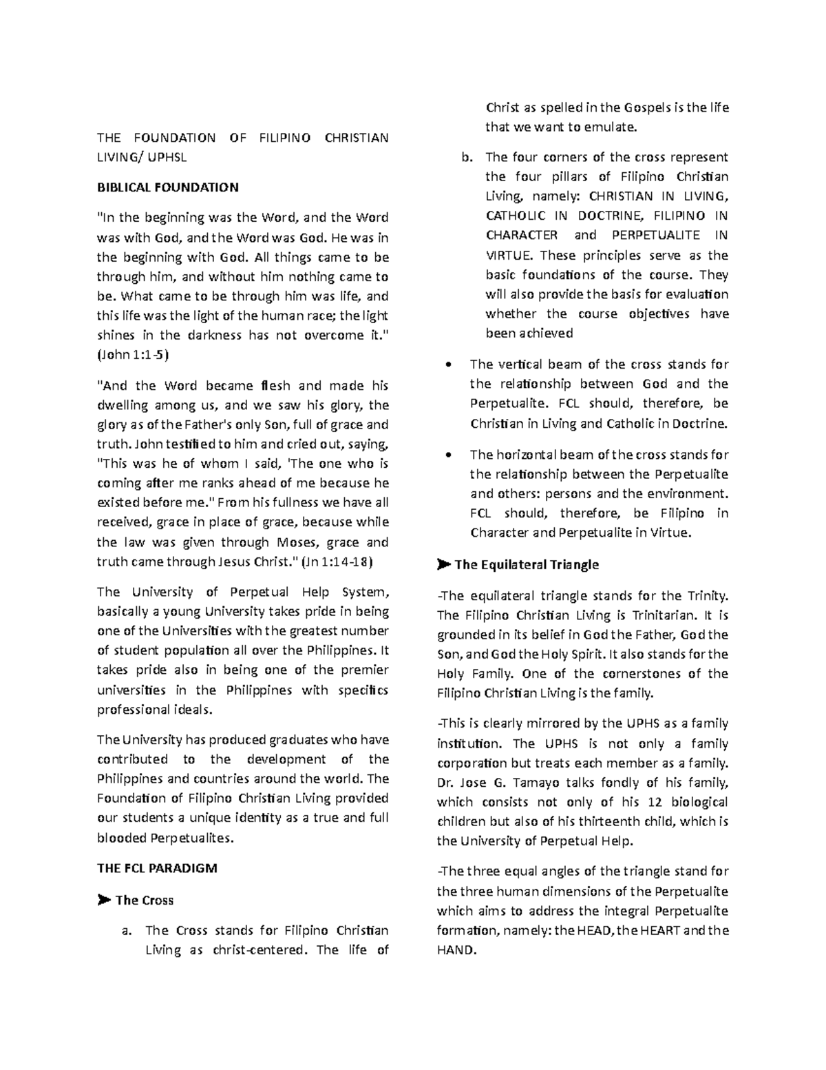 FCL 101: Foundations of Filipino Christian Living Prelim Reviewer - Studocu