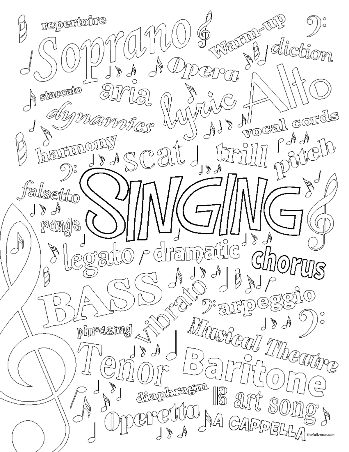Singing-colouring-page - q x x x ? A Cappella harmony Warm-up trill ...