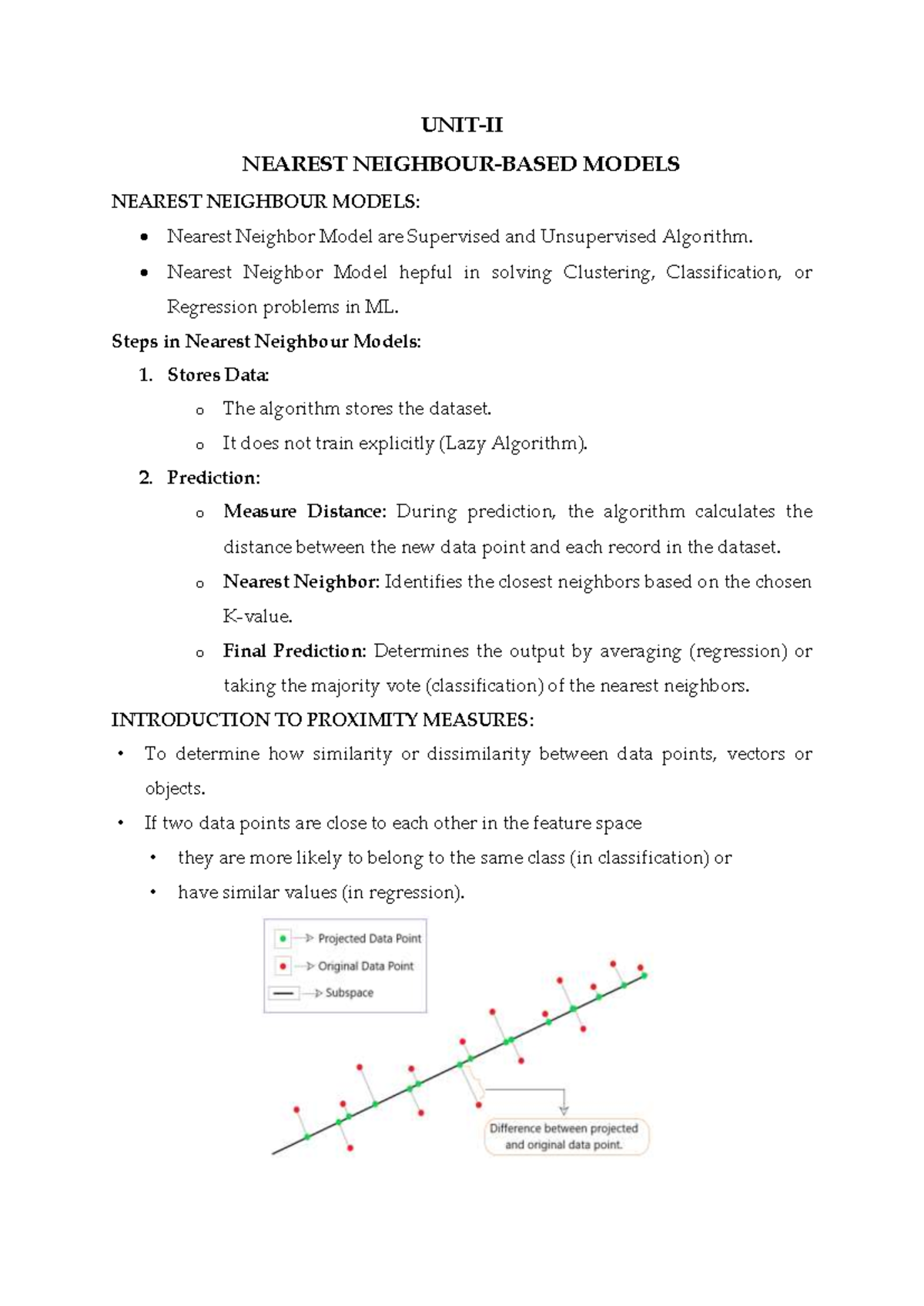 ML UNIT-II: Nearest Neighbor Models and Distance Measures in ML - Studocu
