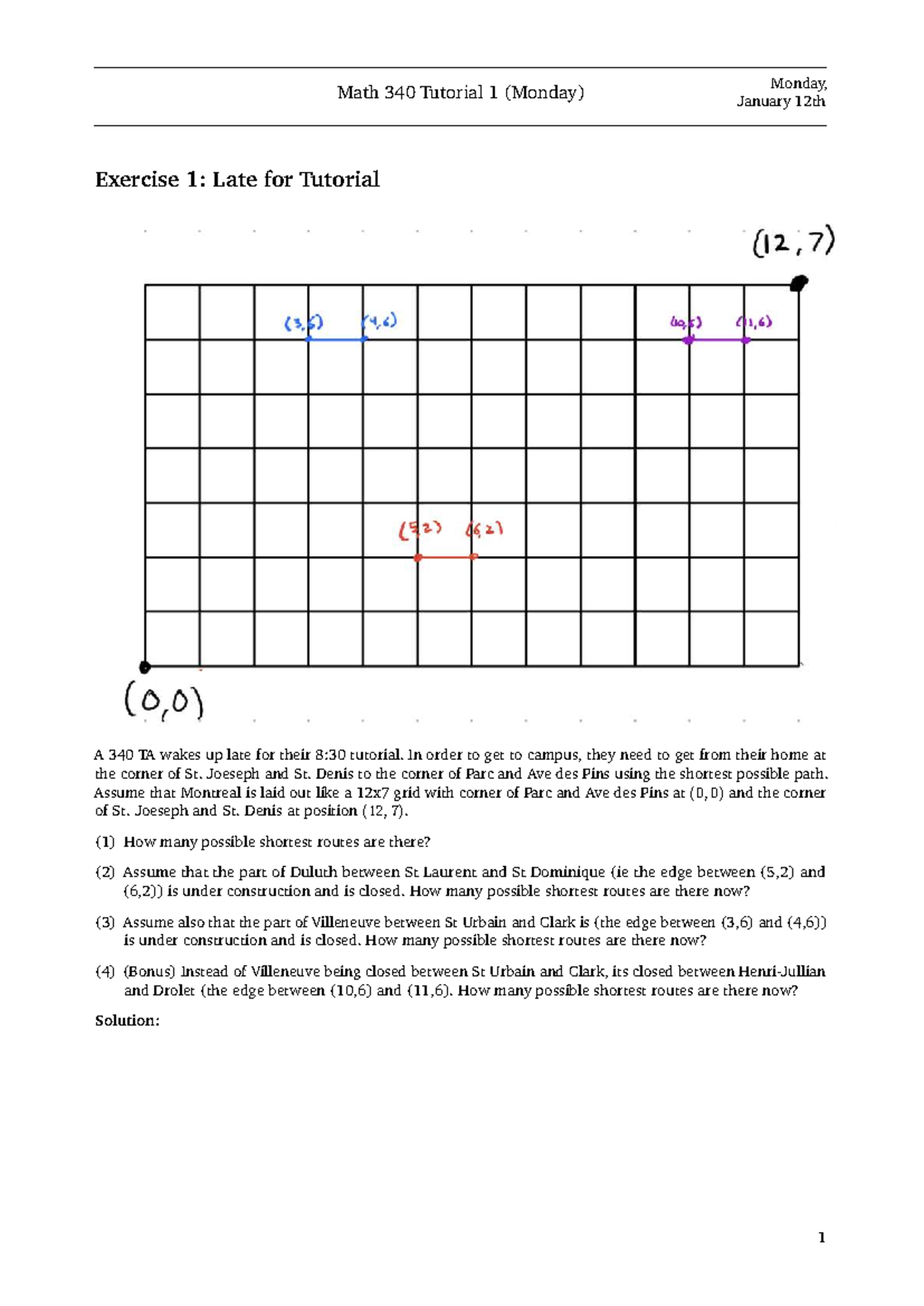 MATH 340 Tutorial 1: Shortest Path Exercises and Solutions - Studocu
