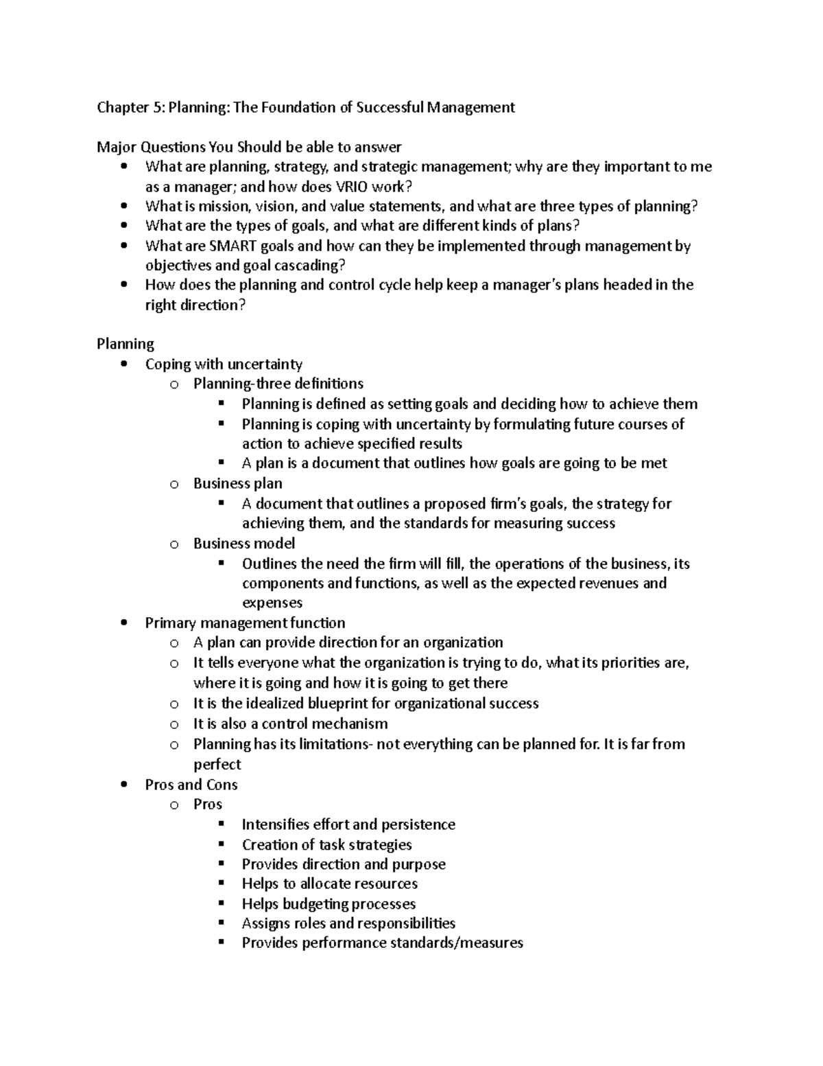 Chapter 5 - Chapter 5: Planning: The Foundation of Successful ...