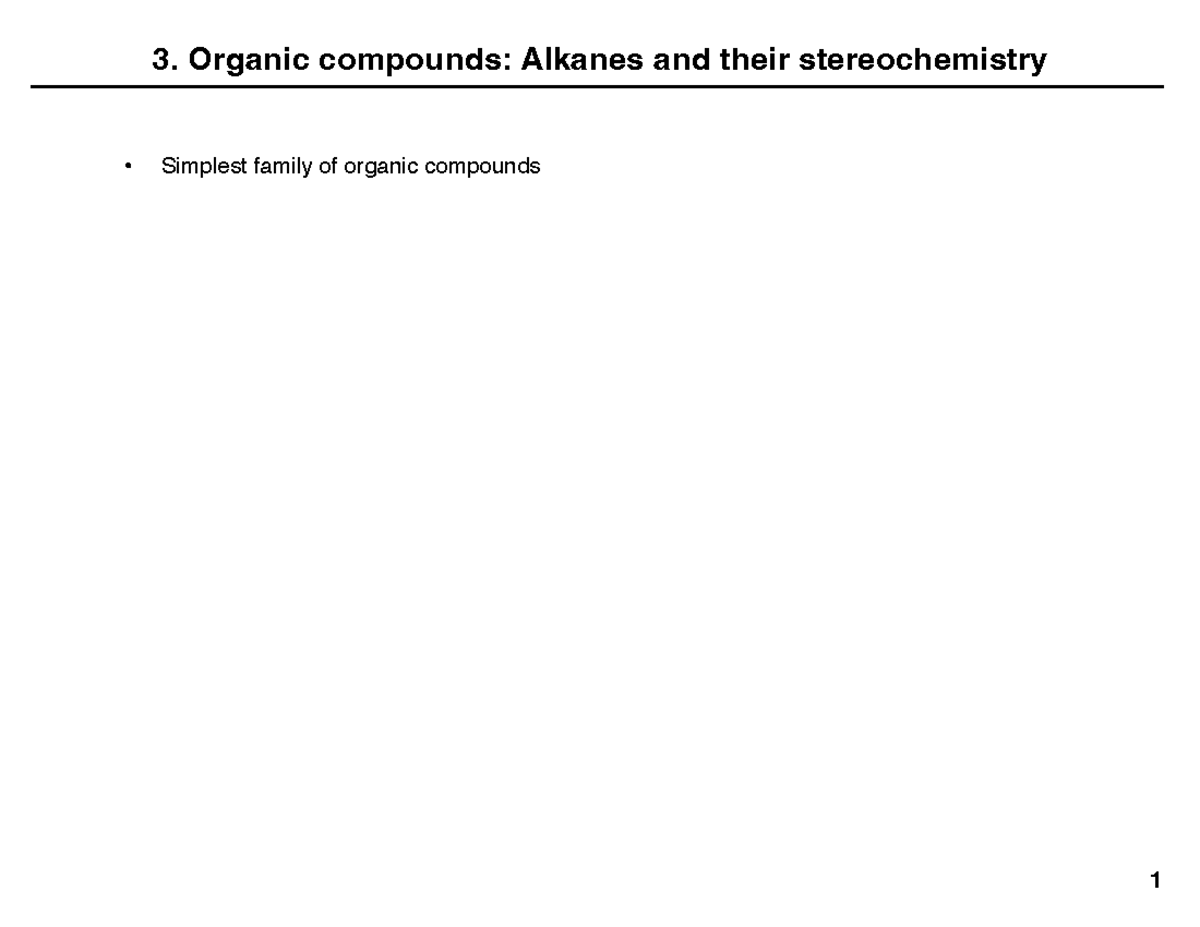 CHEM 2020 Lecture Notes: Organic Compounds & Alkanes Overview - Studocu