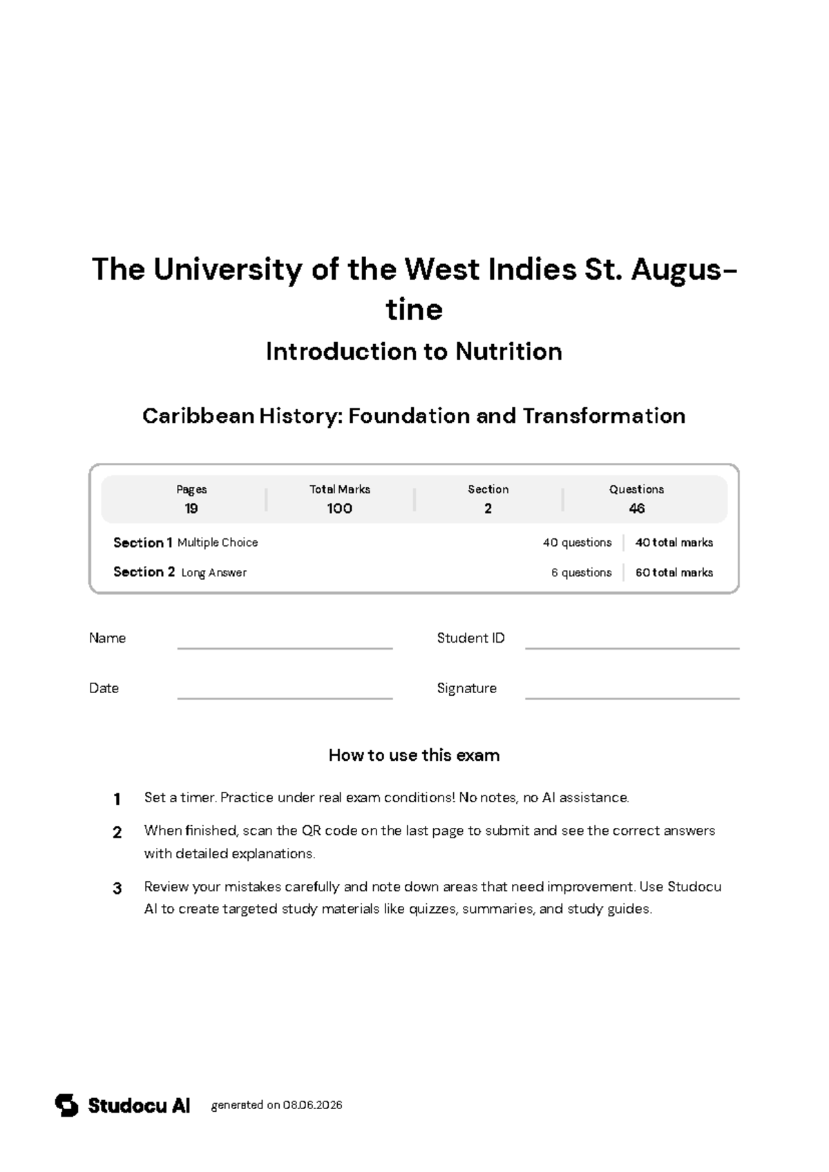 Caribbean History Final Exam: Foundation and Transformation - Studocu