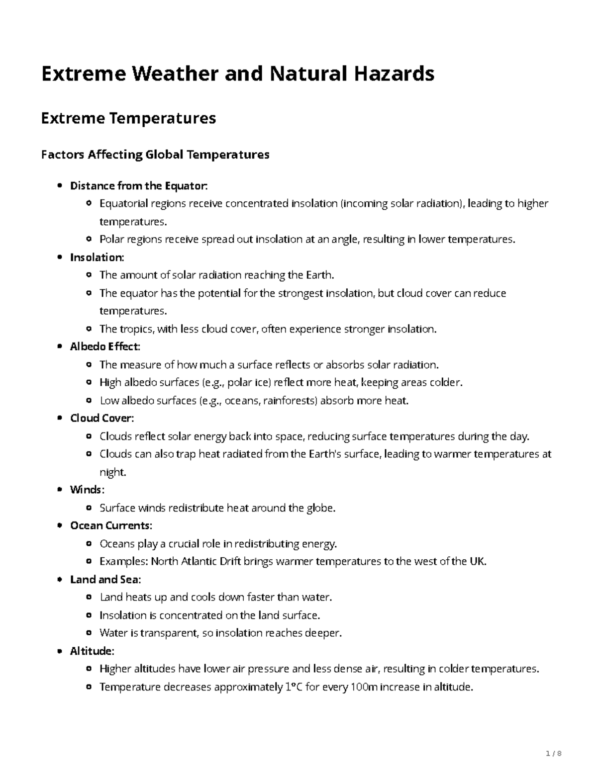 Unit 1: Natural Hazards and Extreme Weather Factors - Studocu
