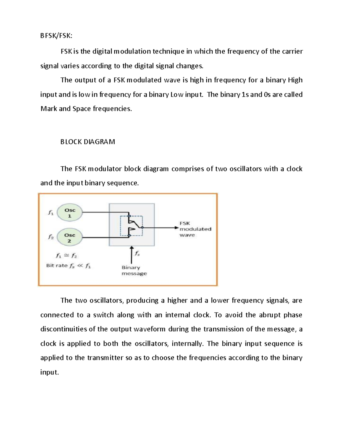 BFSK Modulation & Demodulation Waveforms - Lecture Notes - Studocu