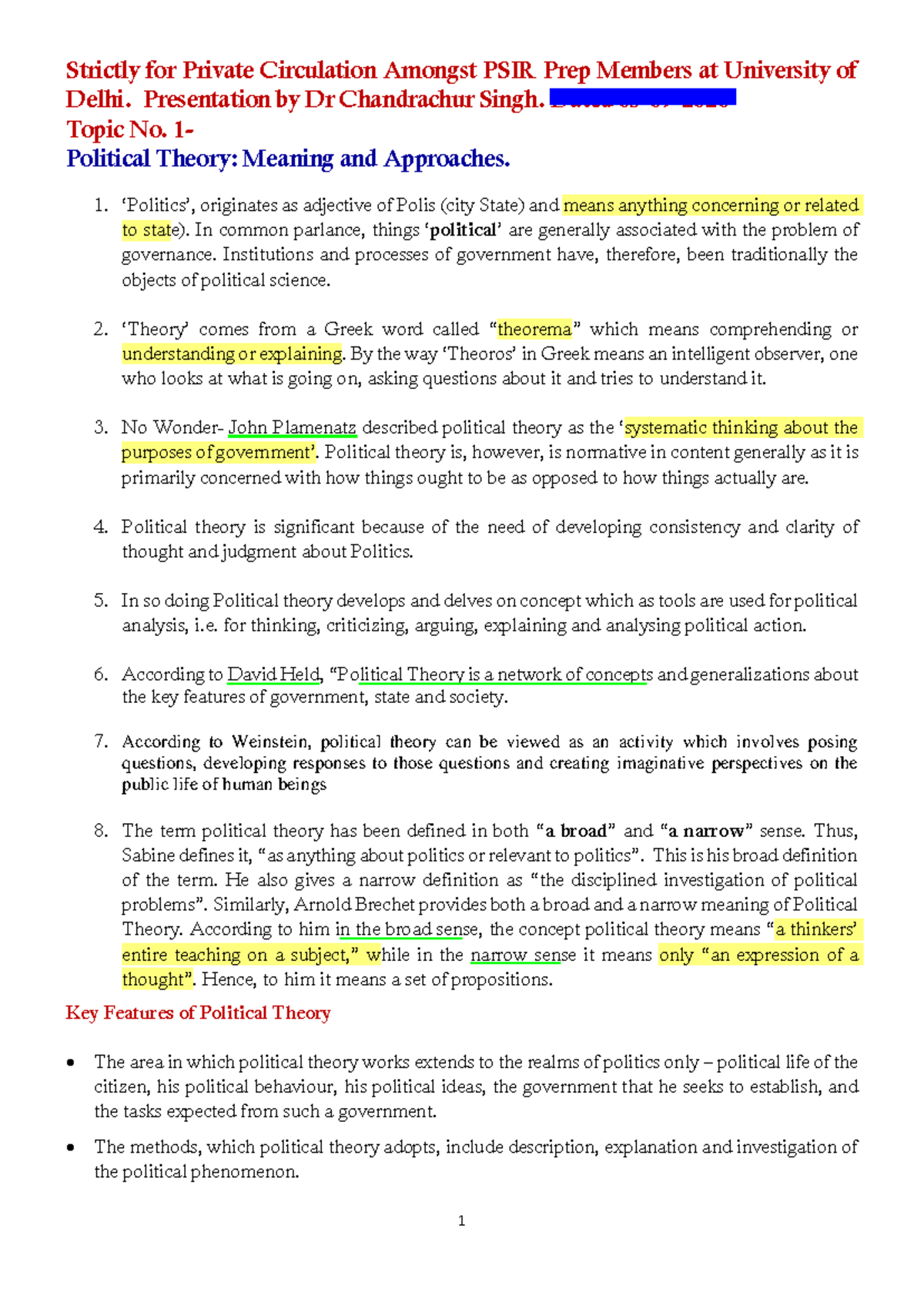 Political Theory: Meaning and Approaches - PSIR Presentation Notes ...