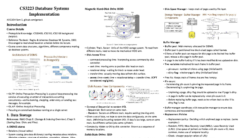 CS3223-notes - Notes - CS3223 Database Systems Implementation AY23/24 ...