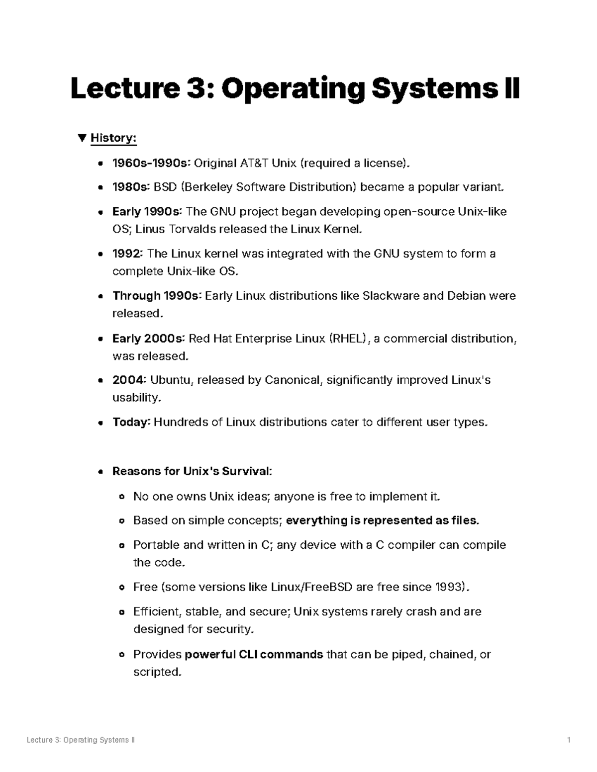 Lecture 3: Operating Systems II - Unix History and Filesystem ...