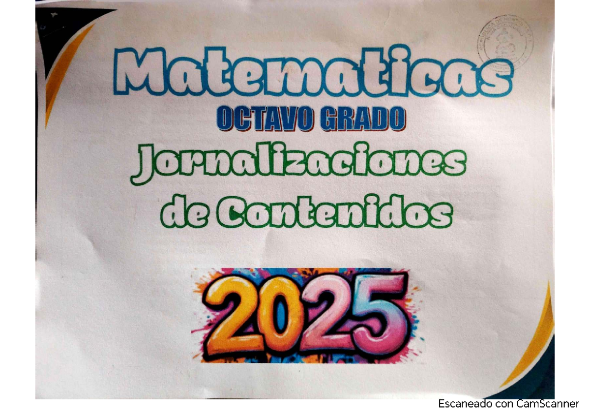Planificación de Contenidos de Matemáticas 8° Grado Tercer Parcial 2025 ...