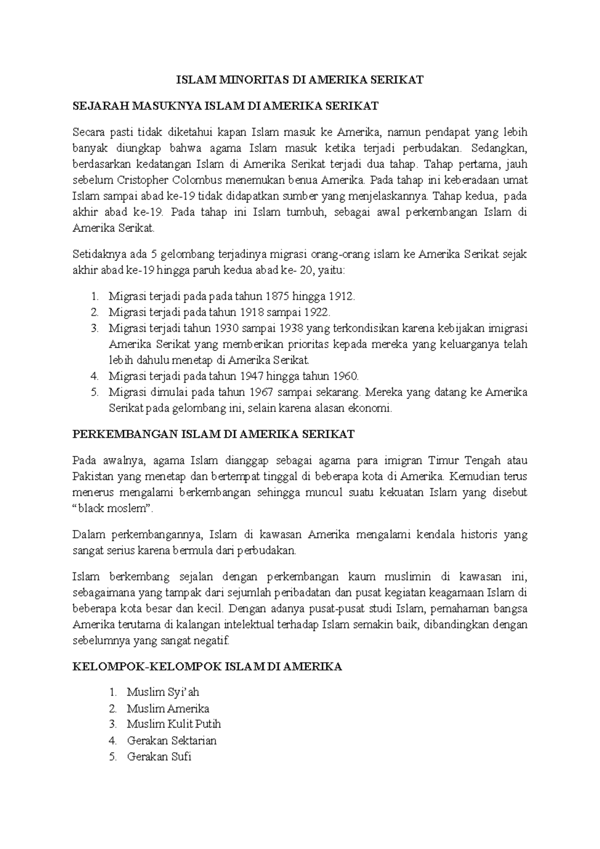 Islam Minoritas di AS: Sejarah, Perkembangan, dan Tantangan Kontemporer ...