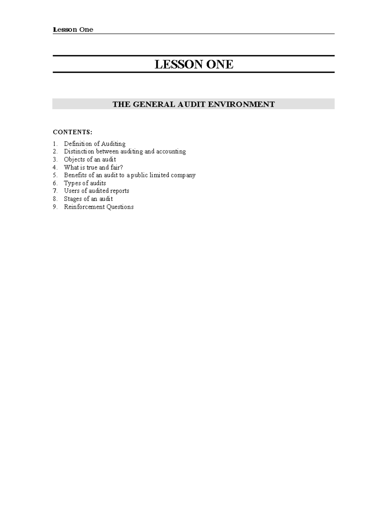 Auditing Notes (Course Code: AUD 101) - Topics 1 to 3 Overview - Studocu