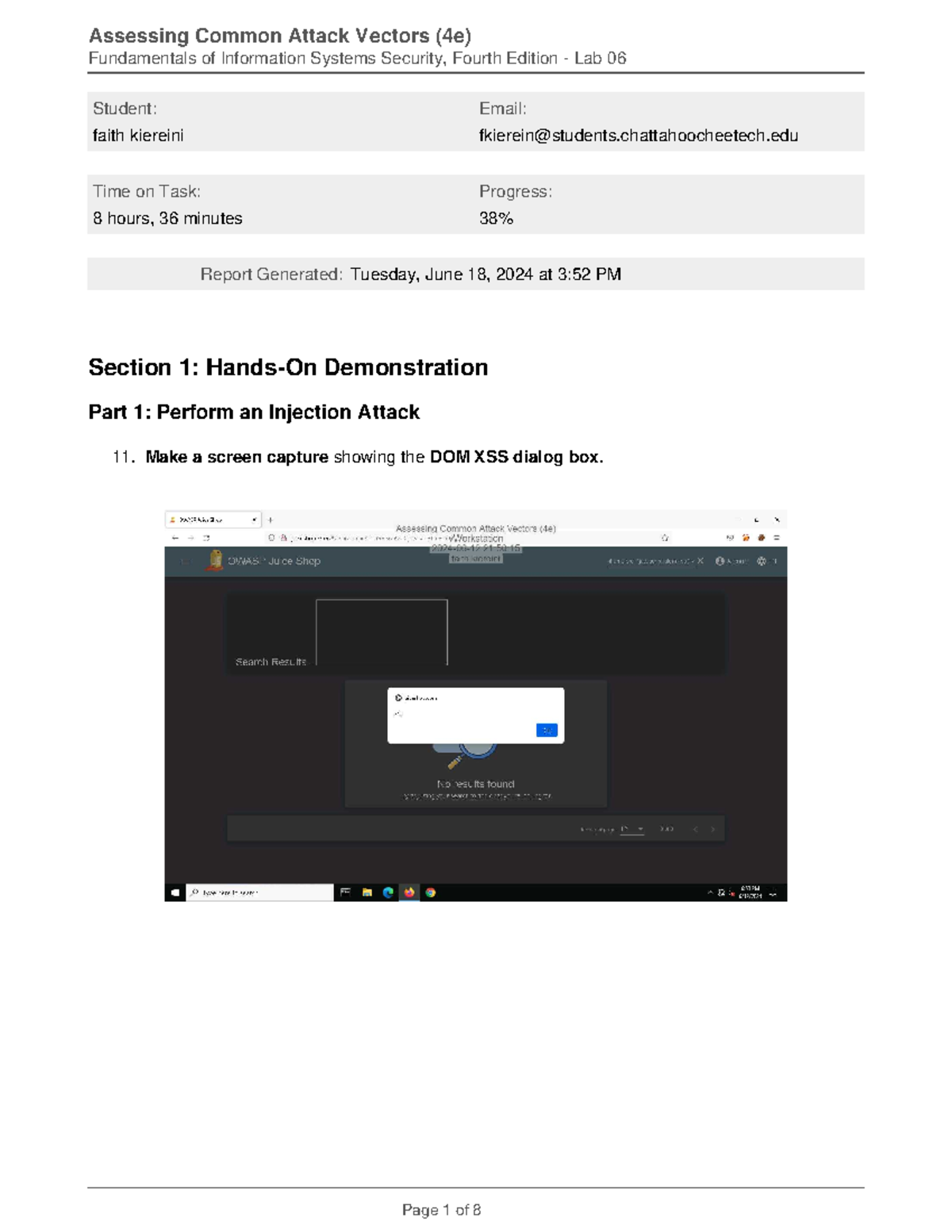 Assessing Common Attack Vectors 4e - Hands-On Lab Report - Studocu