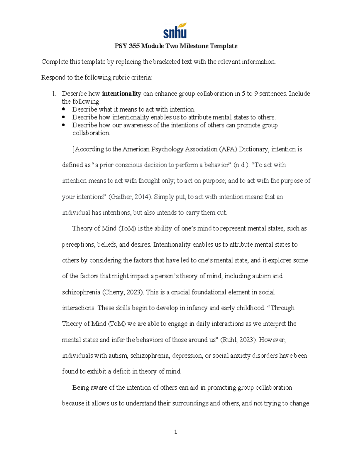 PSY 355 Module Two Milestone: Enhancing Group Collaboration through ...