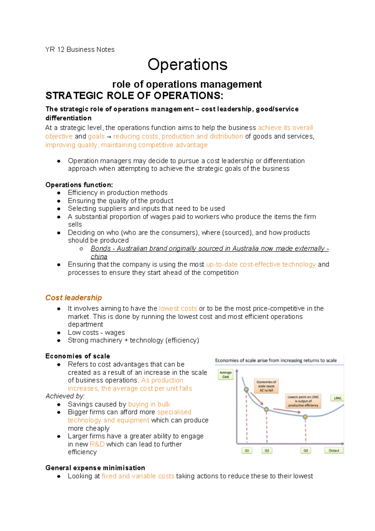 YR 12 Business Operations Management Notes: Key Strategies & Insights ...