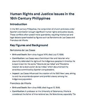 Human Rights, Justice, and Evangelization in 16th Century Philippines ...