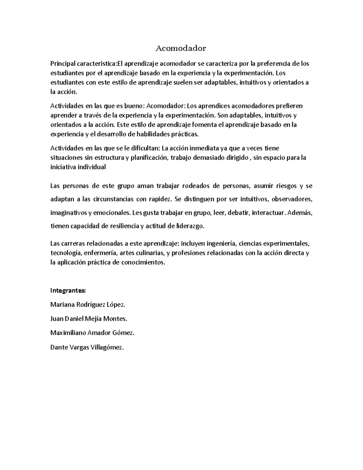 0 Informacion infografia - Acomodador Principal caracteristica:El ...
