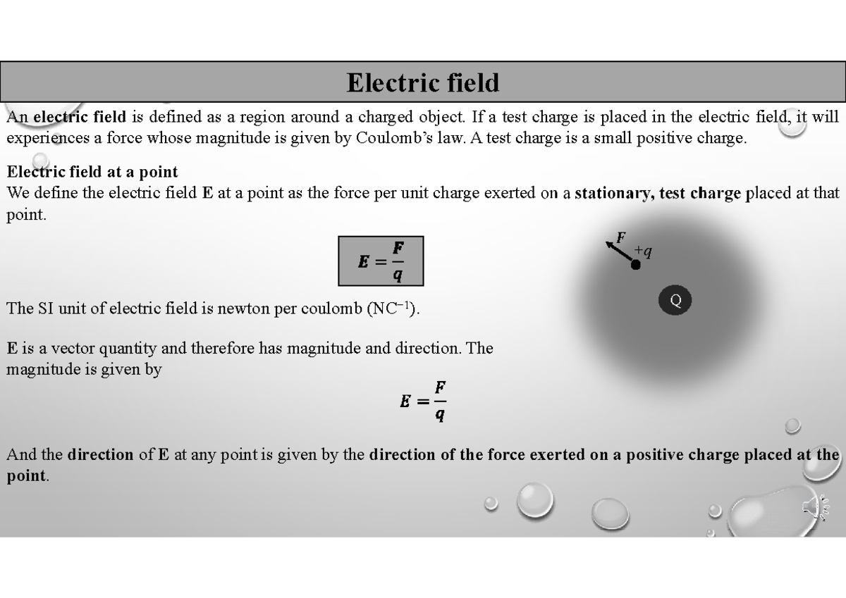 2.Electric Field - Lecture Notes and Key Concepts - Studocu