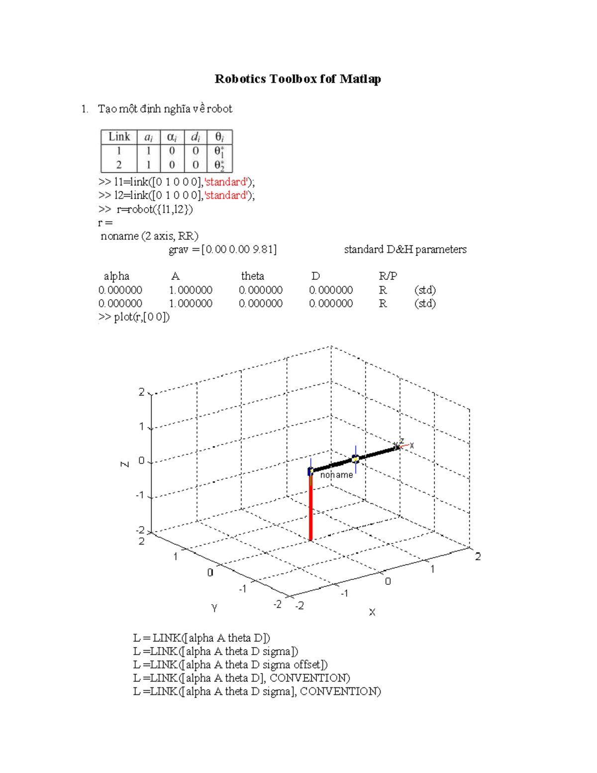 Robotics Toolbox for MATLAB: Definitions and Simulink Guide - Studocu